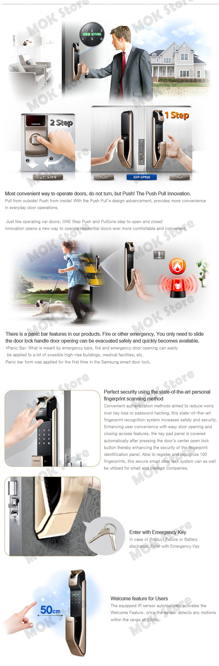 SAMSUNG SHP-DP920 Keyless BlueTooth Fingerprint PUSH PULL Digital Door Lock 660960100686 | eBay